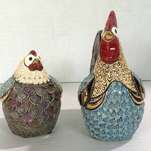Ceramic Rooster,ceramic Hen,chicken Family,rooster Hen Decor,rooster ...