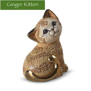 Handmade Sculpted Ceramic Ginger Striped Cat Family Figurines - De Rosa ...