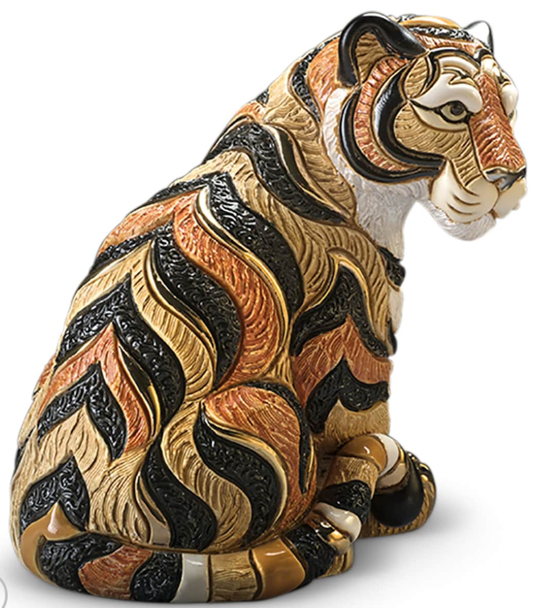 Ceramic Tiger Sitting, Ceramic Tiger Statue, Tiger Figurine, Tiger ...