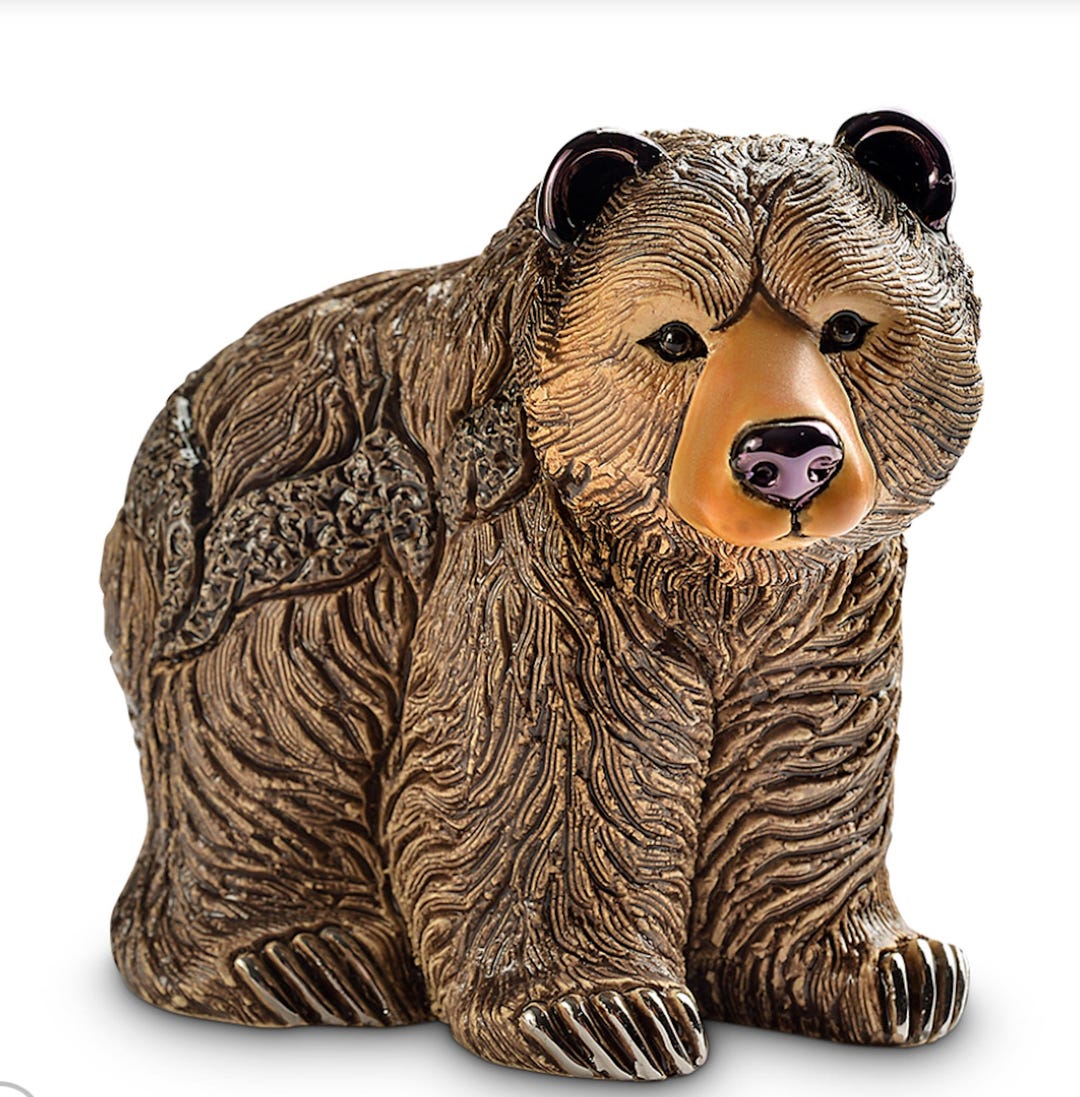 Handmade Sculpted Ceramic Grizzly Bear Figurine: De Rosa Collectible ...
