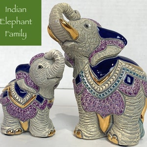 Handmade Ceramic Indian Elephant Figurines: De Rosa Family Collection ...