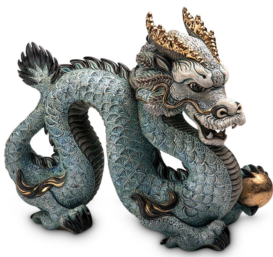 Handmade Sculpted Ceramic Chinese Dragon Figurine - Art Decor Gifts ...