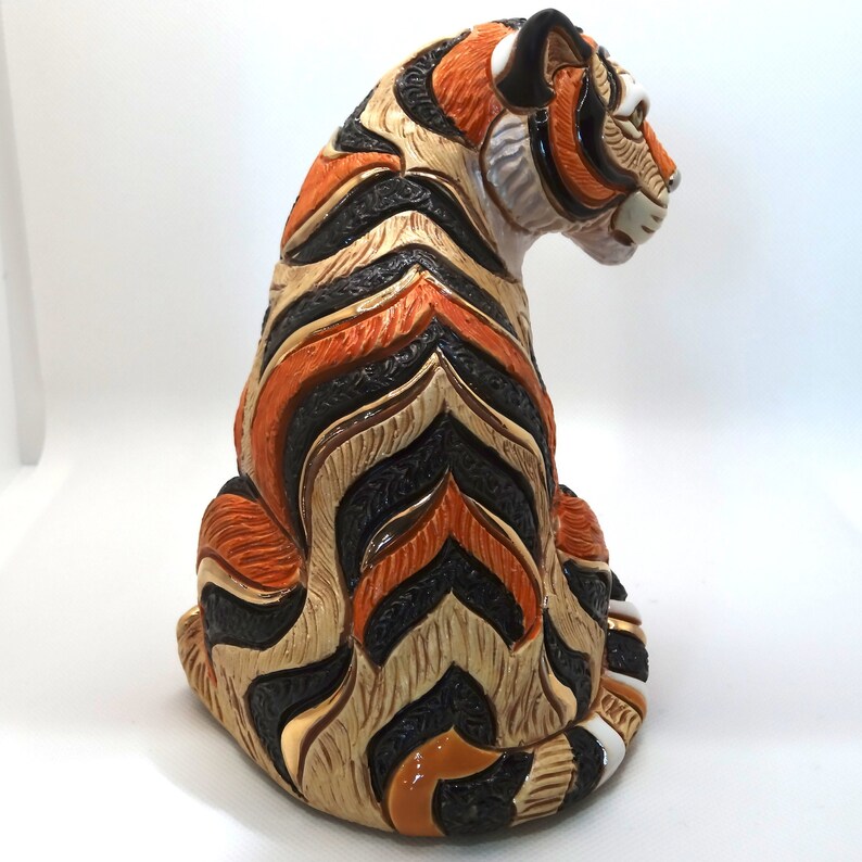 Ceramic Tiger Sitting Ceramic Tiger Statue Tiger Figurine - Etsy