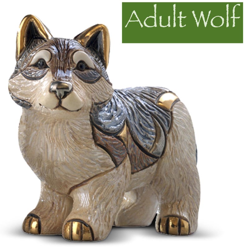 Handmade Sculpted Ceramic Wolf Family Figurines - De Rosa Collections ...