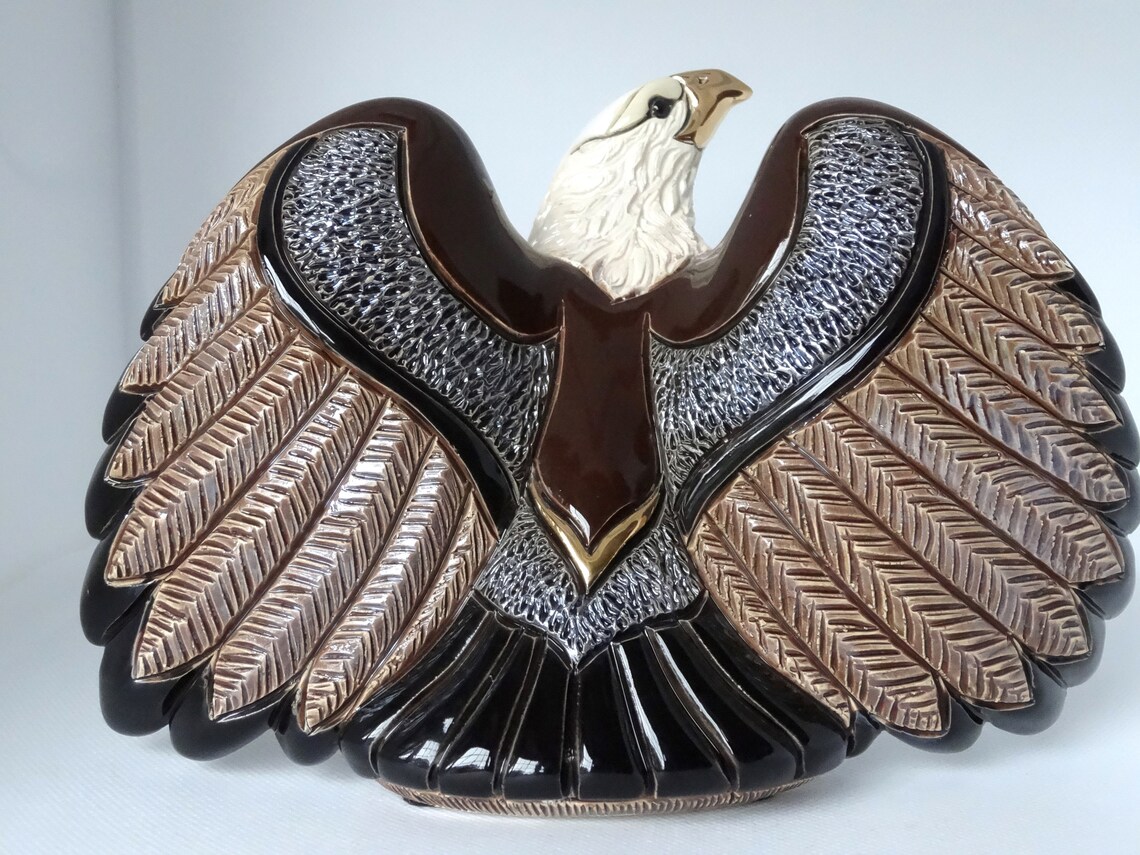 Handmade Sculpted Ceramic Bald Eagle Figurine De Rosa - Etsy