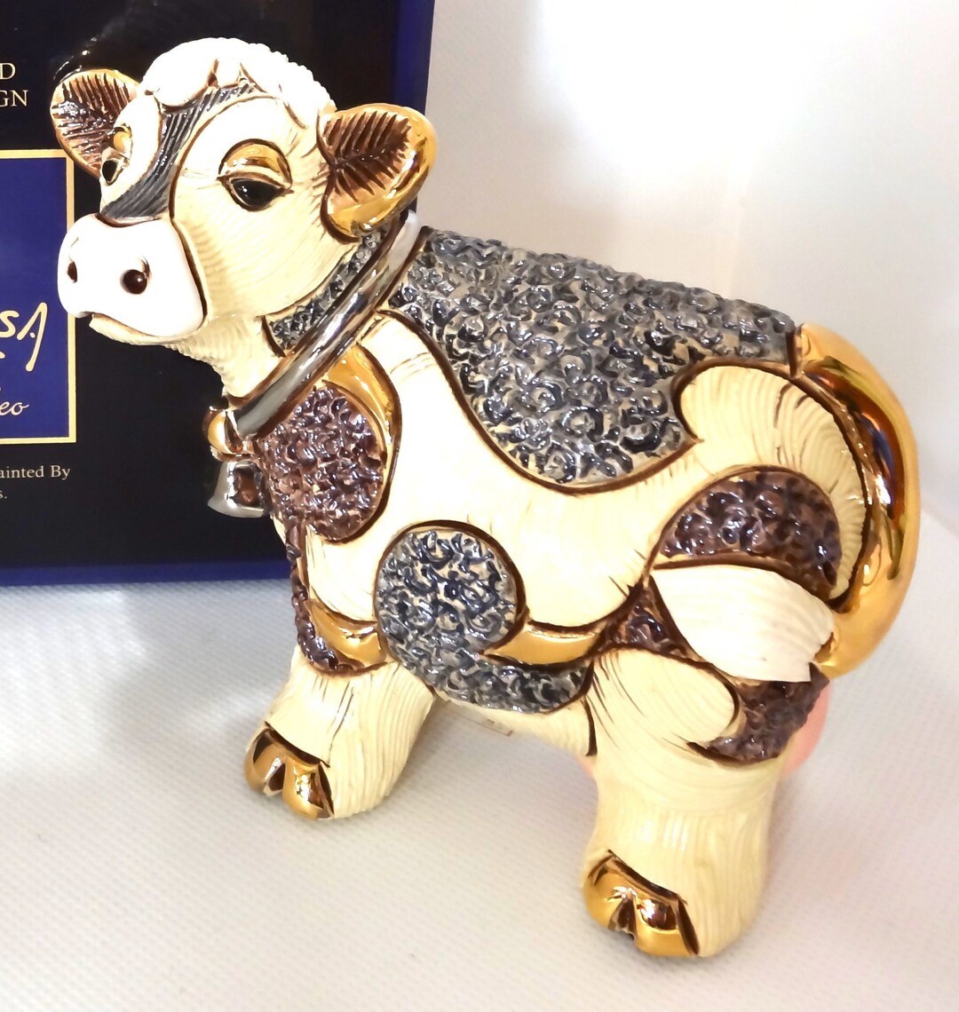 Handmade Sculpted Ceramic Dairy Cow Figurine - De Rosa Collections ...
