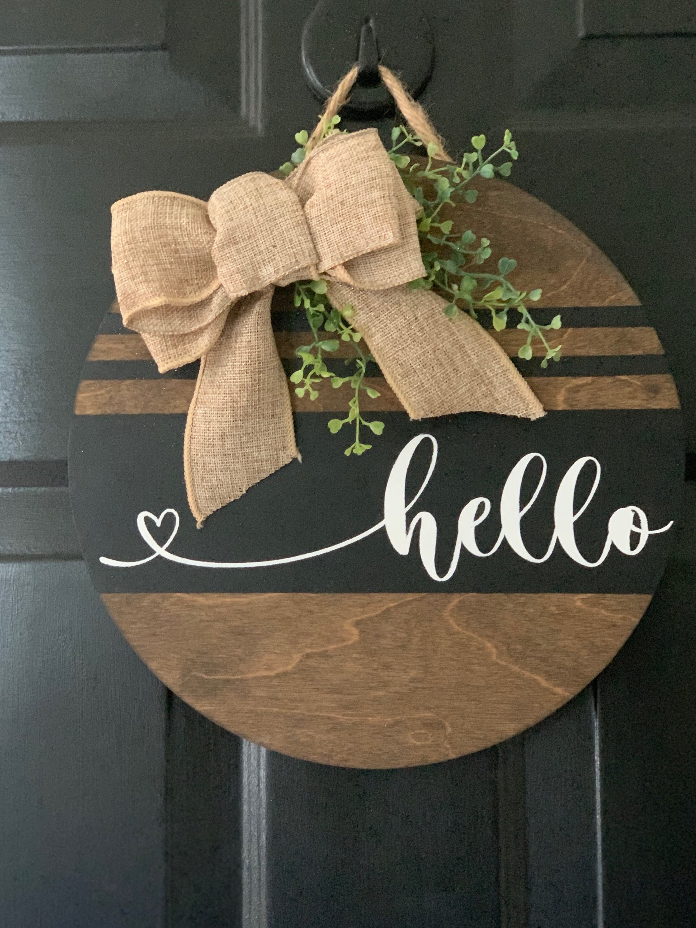 Hello Wood round sign welcome sign housewarming gift - Etsy.de