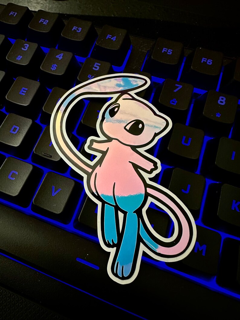 Mew Holographic Pokemon Vinyl Sticker - Etsy