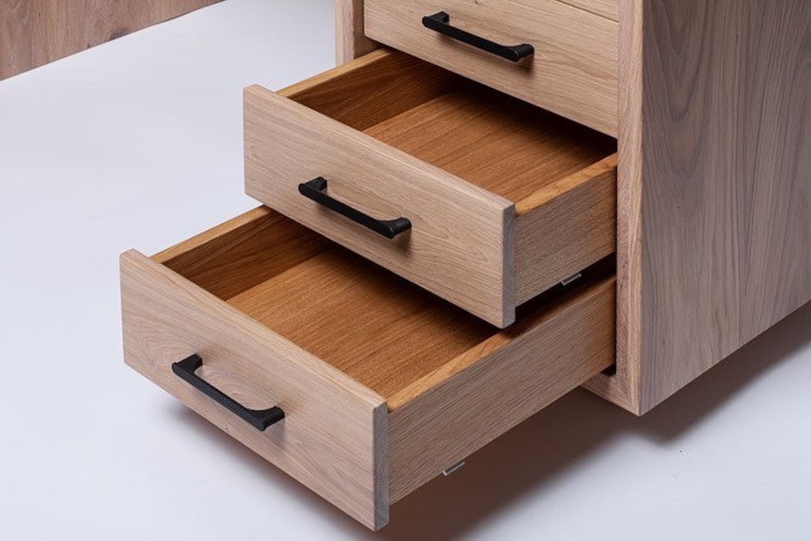 Office Desk Home Office Desk Solid Oak Desk With 4 Drawers Minimalist ...