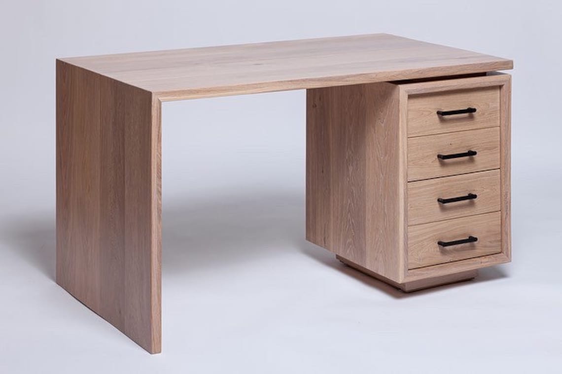 Office Desk Home Office Desk Solid Oak Desk With 4 Drawers Minimalist ...