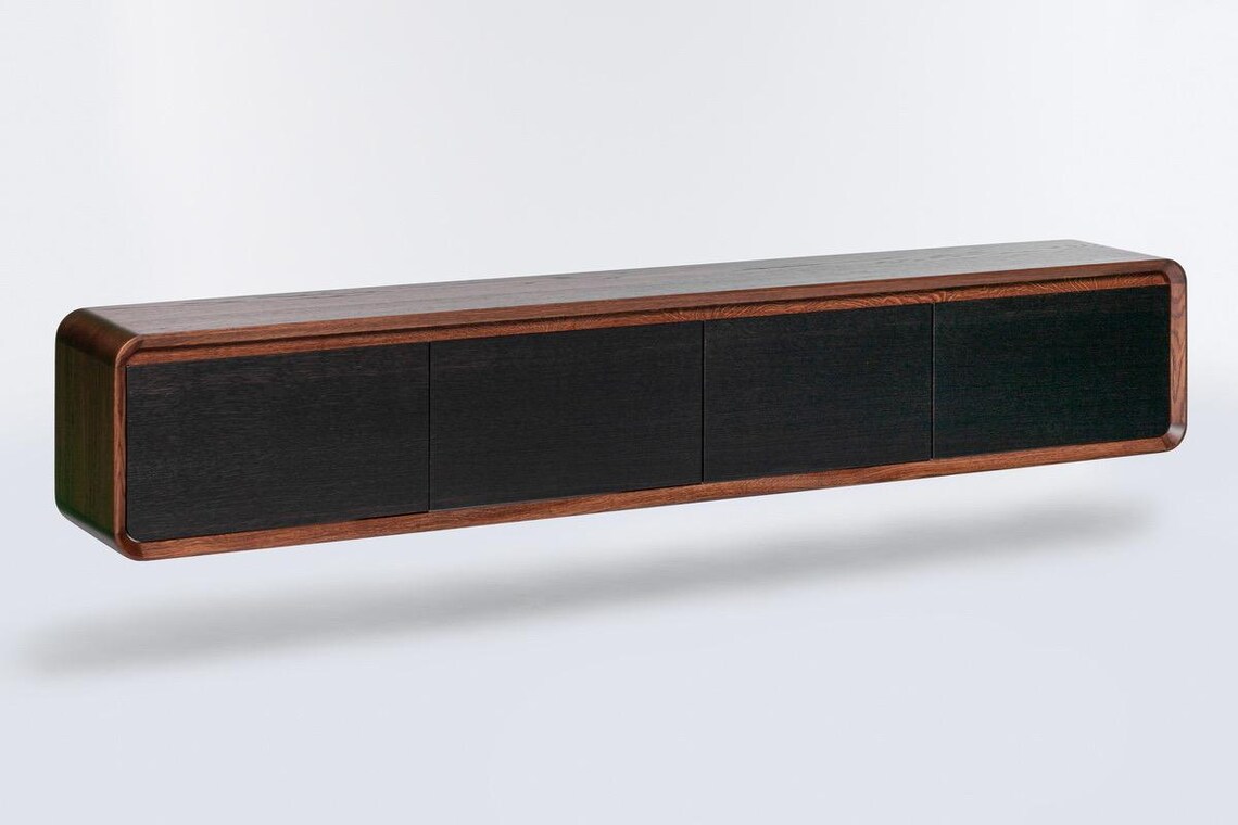 Modern Floating TV Console | Handmade Solid Wood Media Cabinet ...