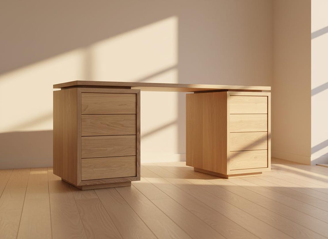 Modern Oak Desk Solid Wood Office Desk Stylish Writing Desk With ...