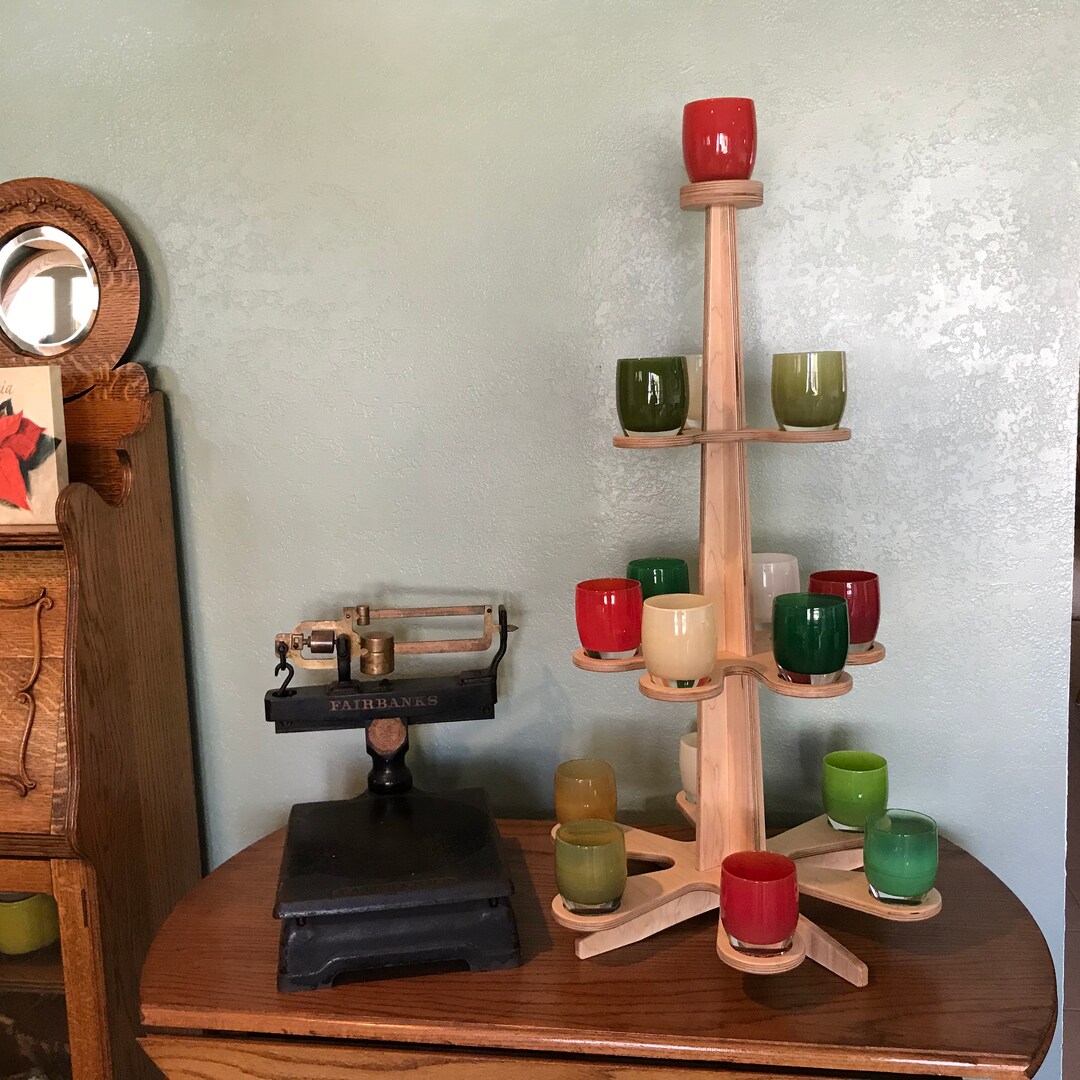 Large Baltic Birch Glassybaby Tree, Holds 16 Votive Candle, Holiday ...