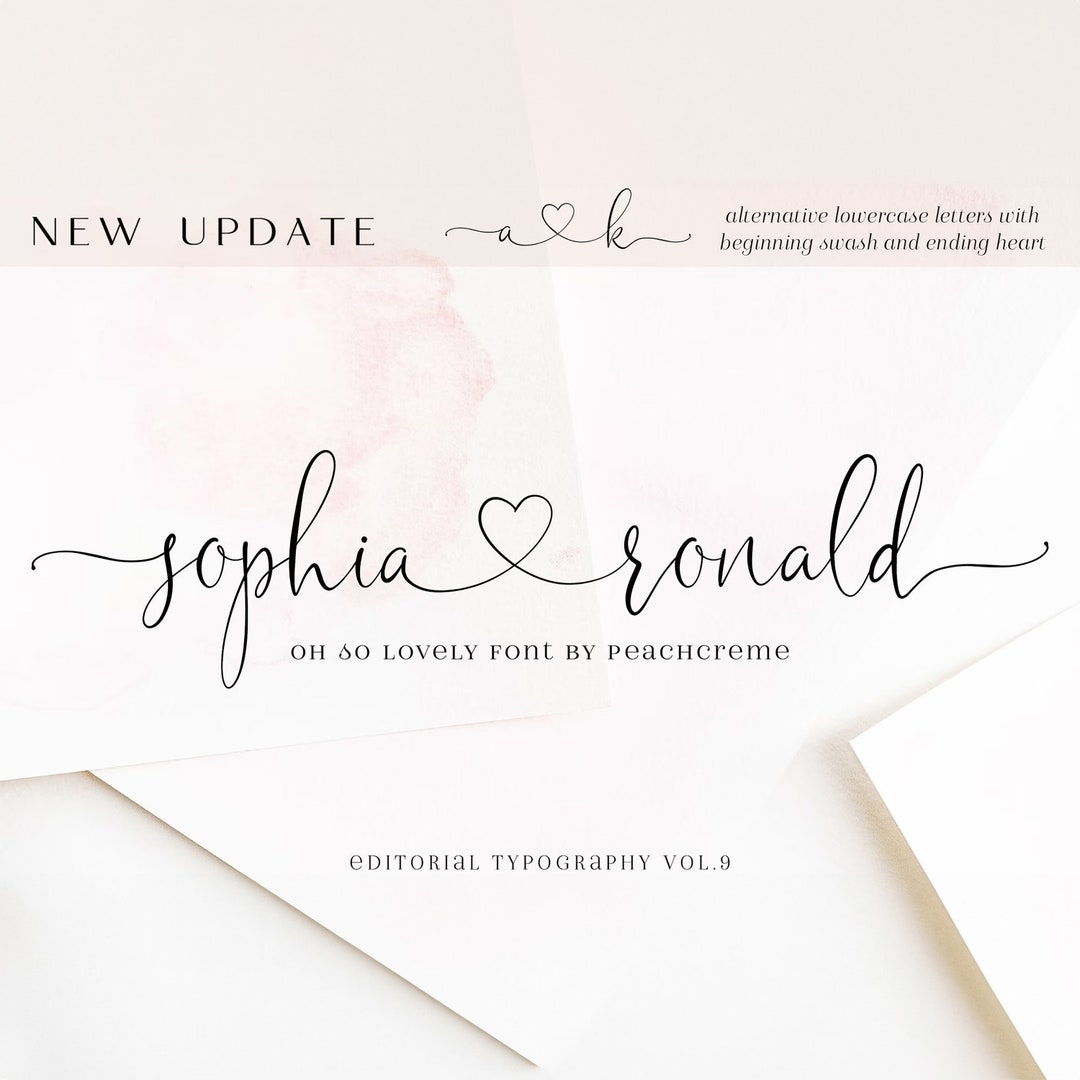Sophia Ronald Calligraphy Font: Heart Swashes, Wedding Invitation (digital Download) - Etsy