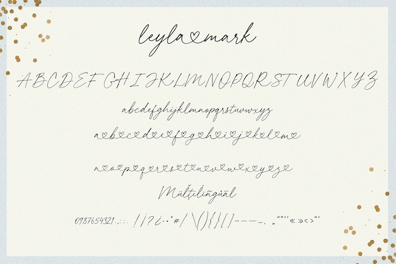 Leyla Mark Calligraphy Font, Modern Script, Heart Lettering (digital ...