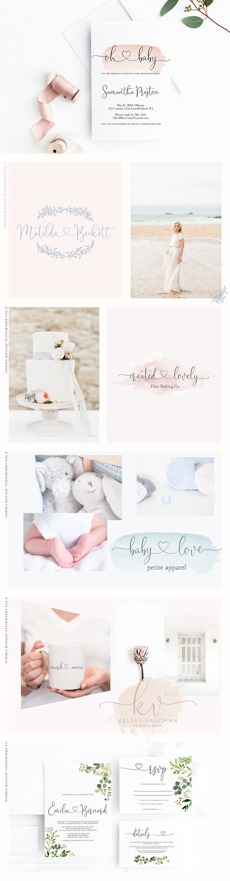 Sophia Ronald Calligraphy Font: Heart Swashes, Wedding Invitation ...