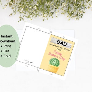 Fathers Day Card, Printable Fathers Day Card, Cactus Fathers Day Card ...