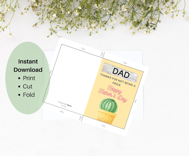 Fathers Day Card, Printable Fathers Day Card, Cactus Fathers Day Card ...