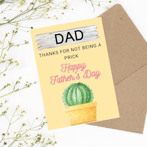 Fathers Day Card, Printable Fathers Day Card, Cactus Fathers Day Card ...