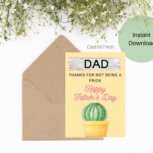 Fathers Day Card, Printable Fathers Day Card, Cactus Fathers Day Card ...
