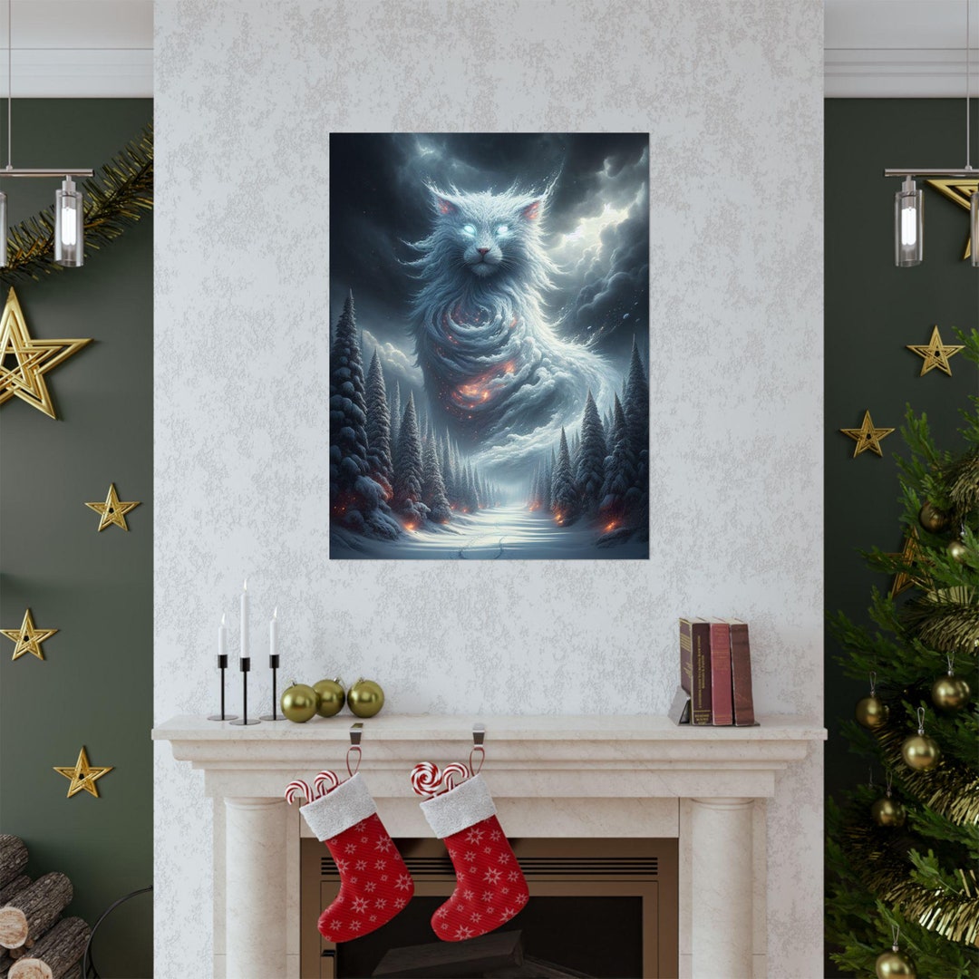 Yule Cat Art Print Icelandic Christmas Cat Cute Yule Cat Gift Holiday ...