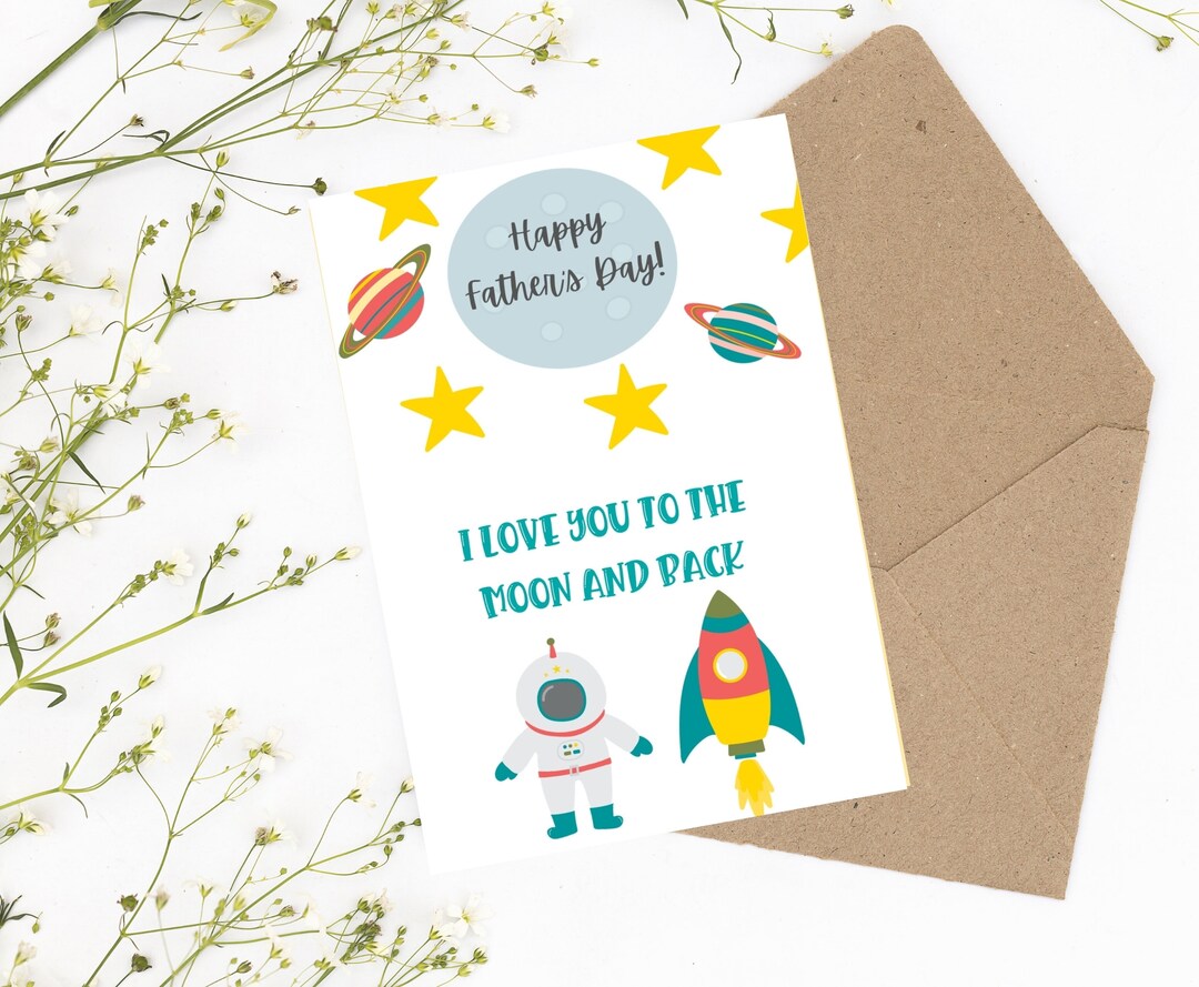 Fathers Day Card, Printable Fathers Day Card, Love You to the Moon and ...
