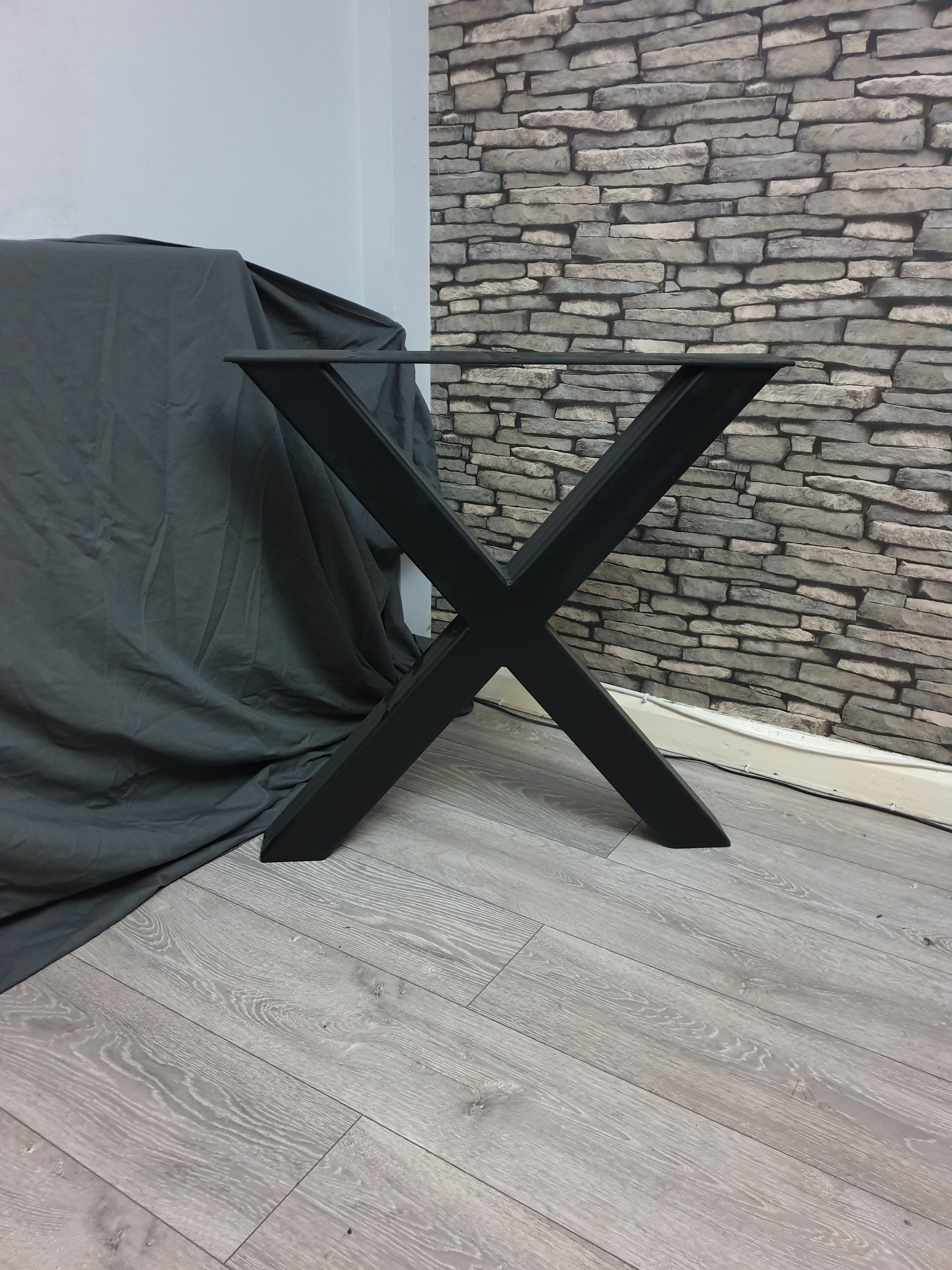 Set of 2 Industrial X Cross Design Chunky 80mmx80mm Steel Dining ...