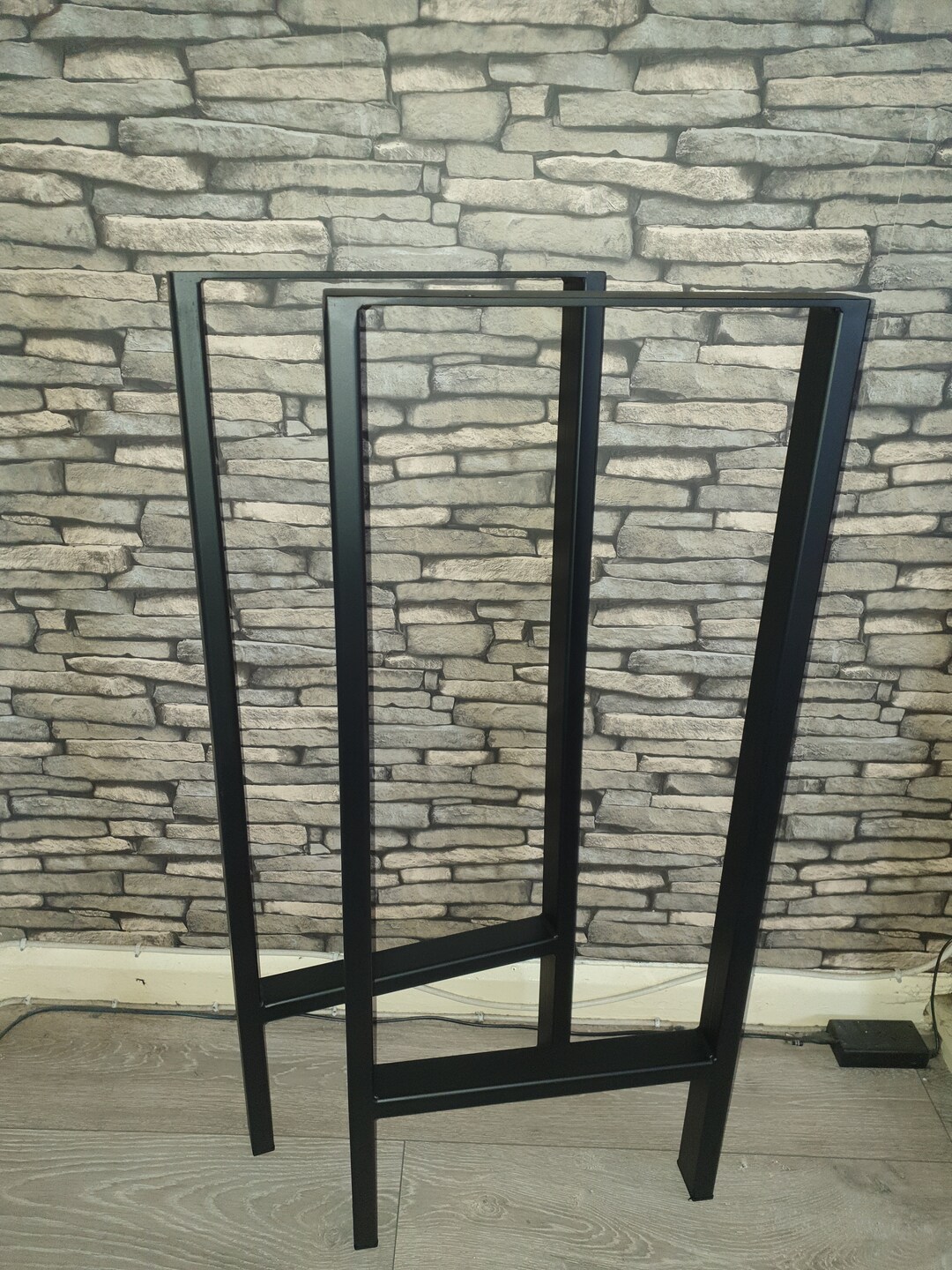 Set of 2 H Frame Style Industrial Steel Console Breakfast Bar Table ...