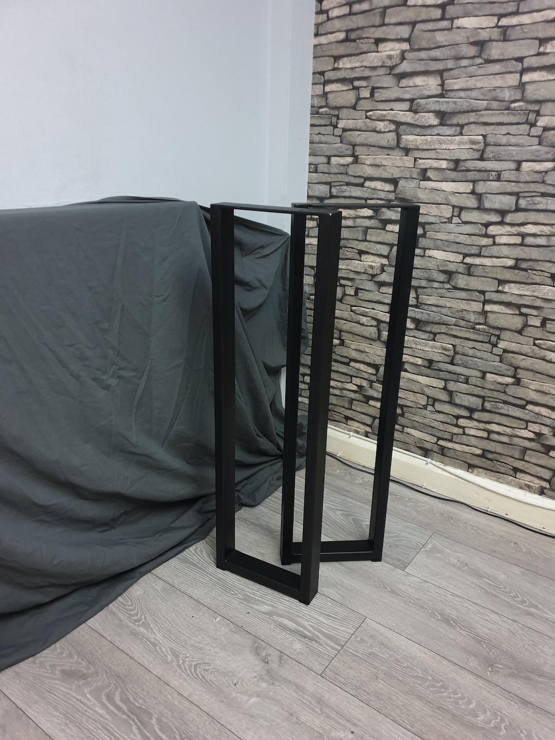 Set of 2 Industrial Steel Console Breakfast Bar Table Legs Leg Metal ...