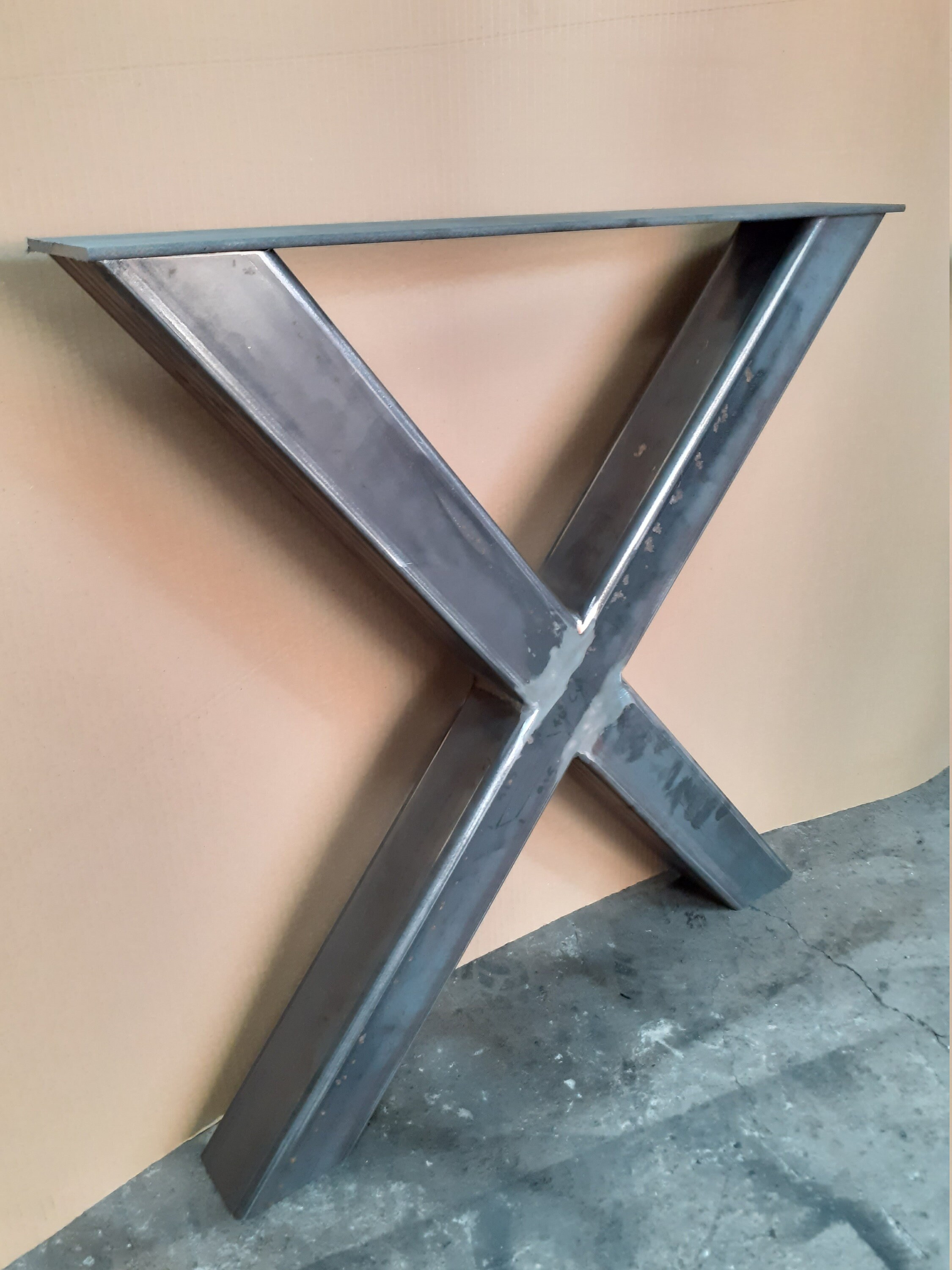 Set of 2 Industrial X Cross Design Chunky 80mmx80mm Steel Dining ...