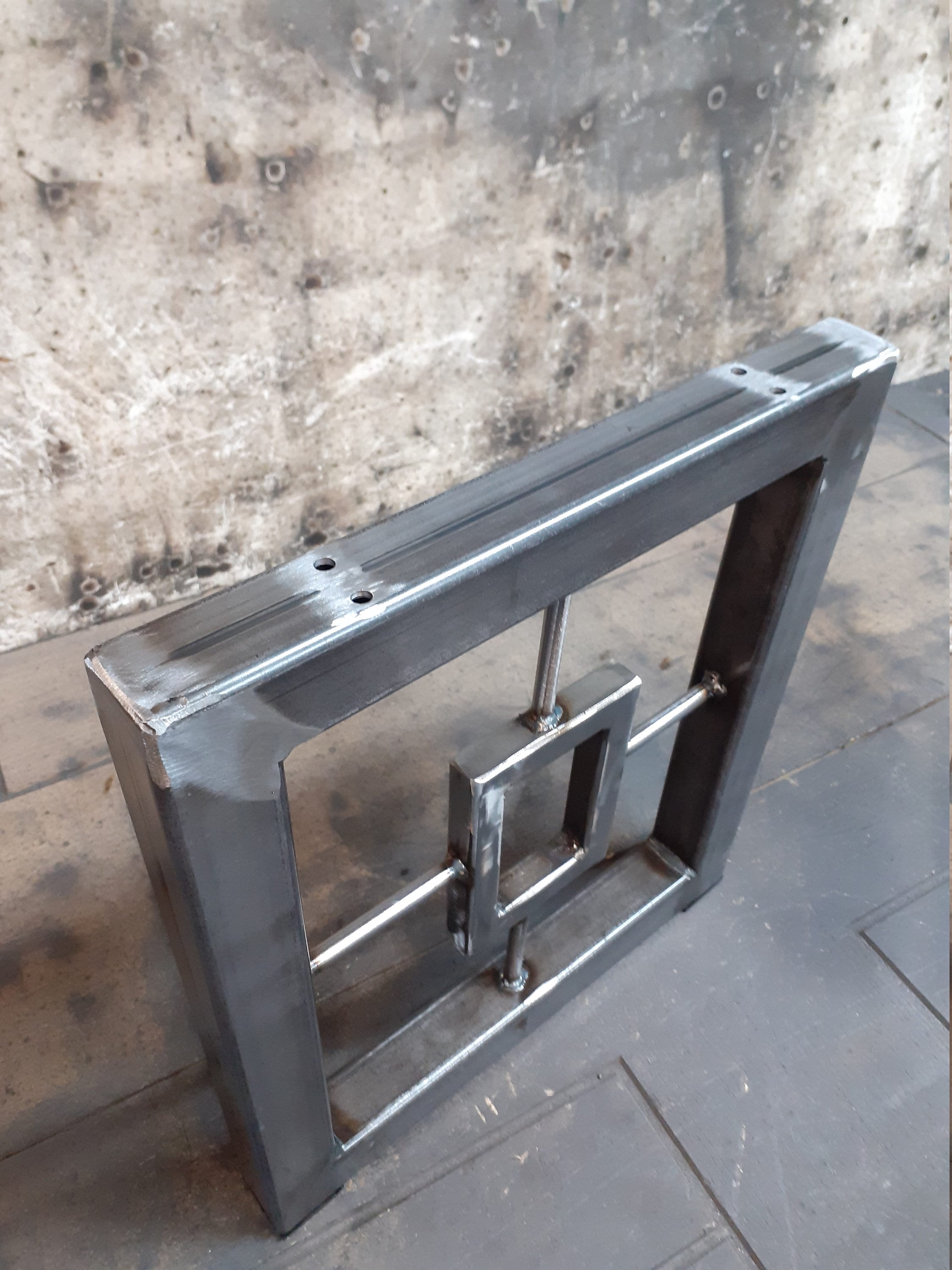 Set of 2 Industrial Steel Desk Bench Legs Coffee Side Table - Metal Box ...