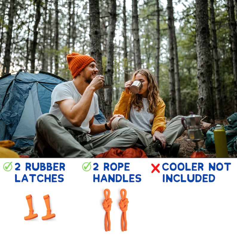 Blaze Orange Latch Kit and Rope Handles for YETI Coolers and RTIC ...