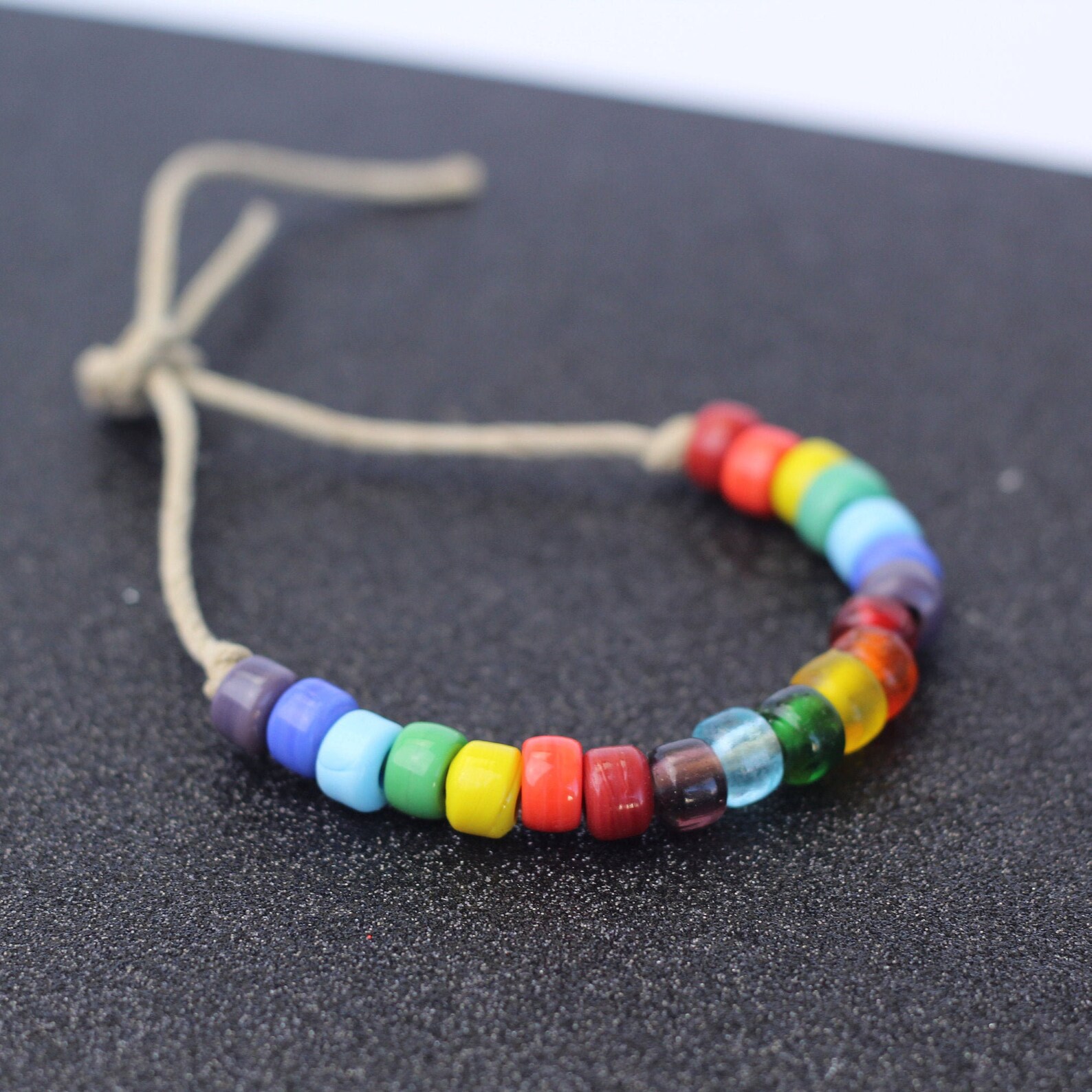 Big Rainbow Bead Bracelet Trendy Big Bead Bracelet Glass | Etsy