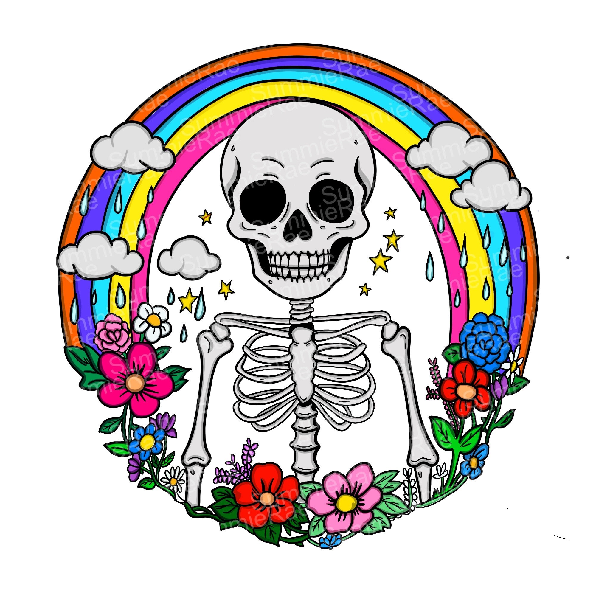 Skull With Rainbow PNG - Etsy