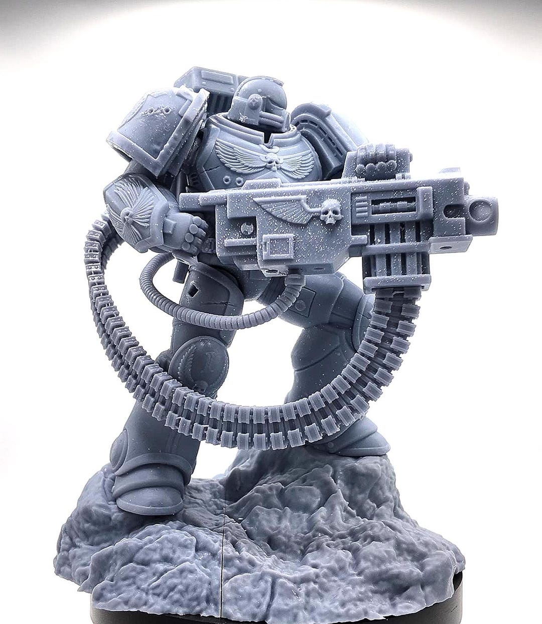 Grimdark Heavy Gunner Miniature - Ammo-backpack & Custom Base - 75mm ...
