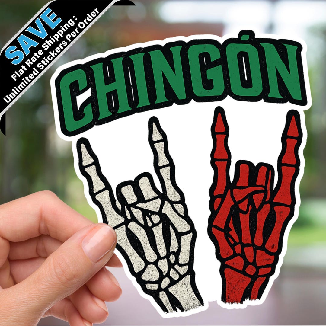 Chingon Rock Sticker, Skeleton Hand Decal, Mexican Pride Gift, Cool ...