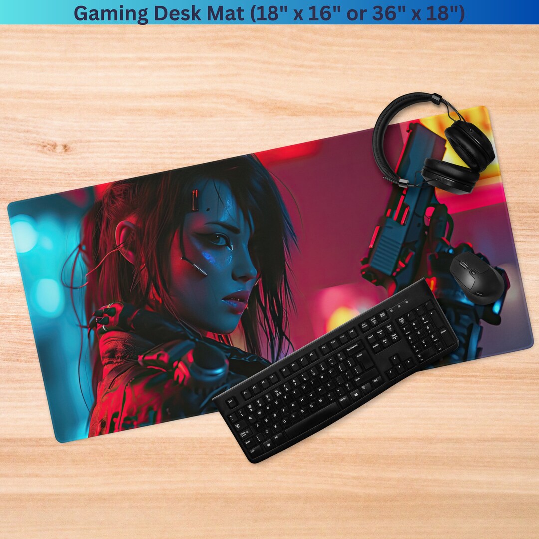 Futuristic Female Gamer Mouse Pad, Enhance Your Gaming Setup, Stylish ...
