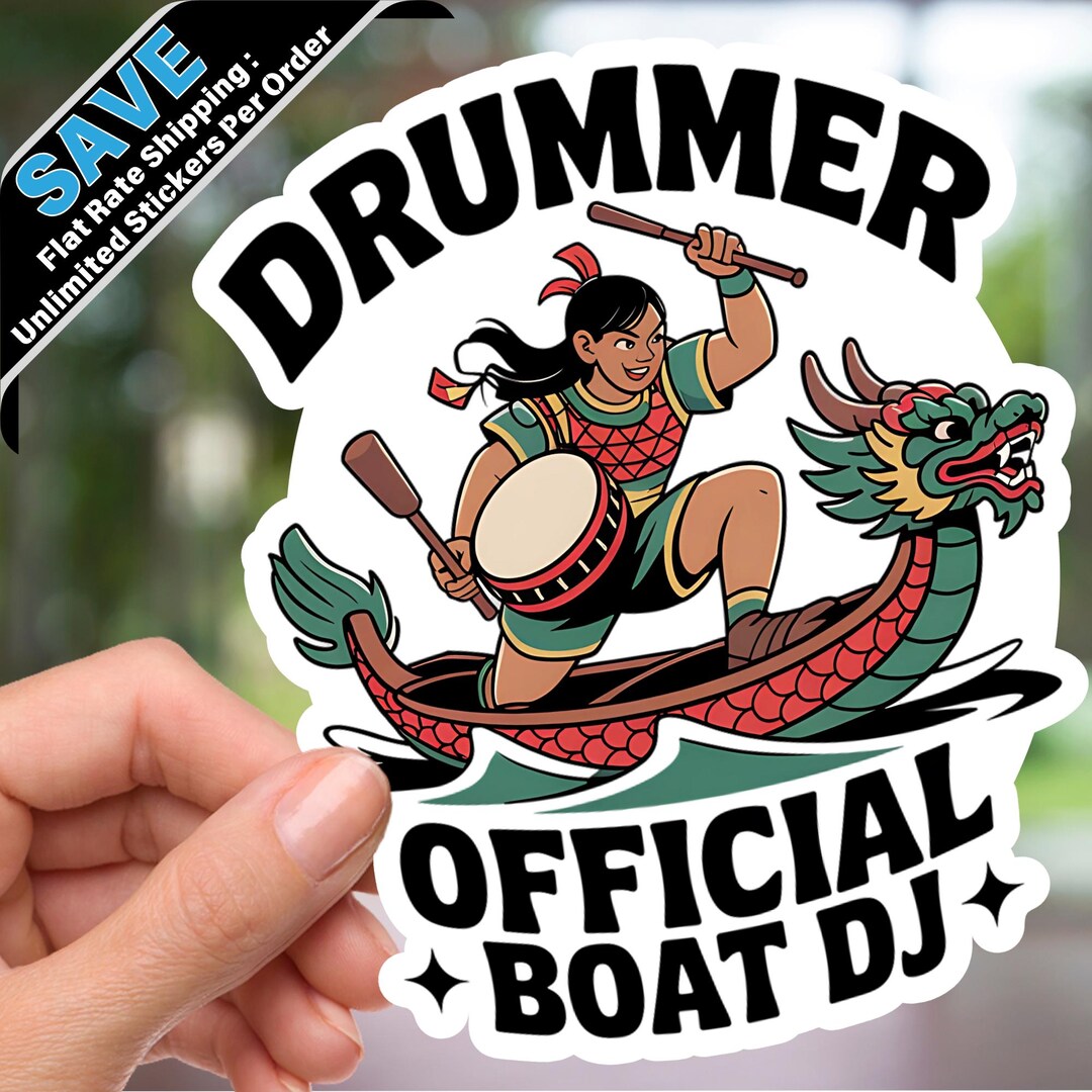 Drummer Girl Dragon Boat Sticker, Funny Official Boat DJ Design, Race ...