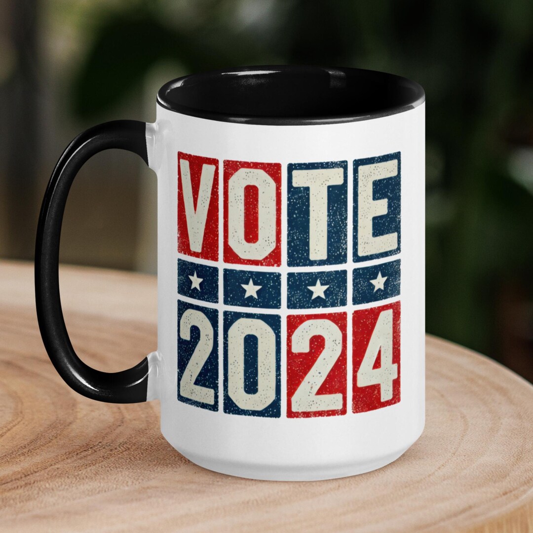 Vote 2024 Mug, Patriotic Coffee Mug, Red White & Blue Accent Cup ...