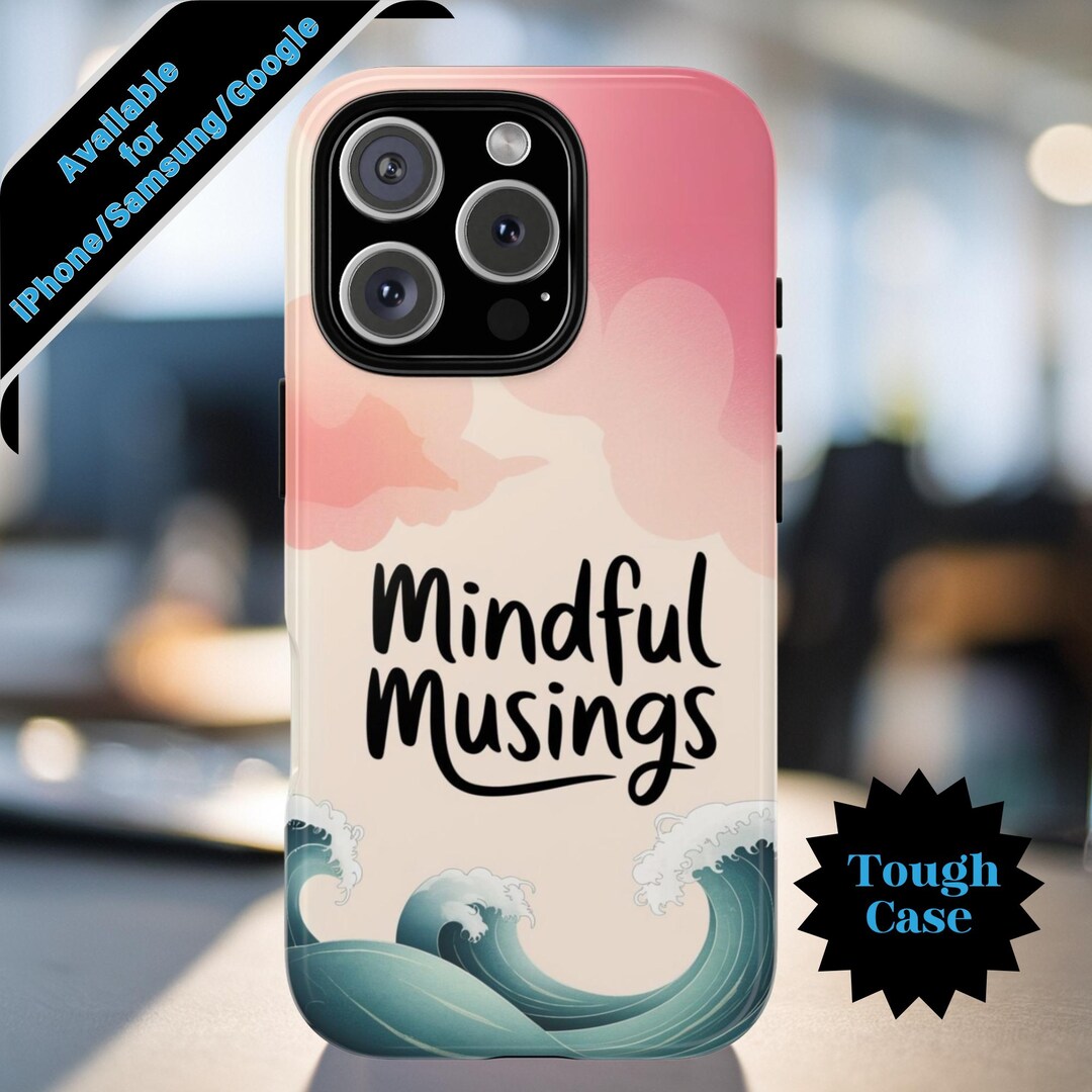 Wave Art Phone Case, Mindful Musings Design, Pink & Blue Aesthetic ...