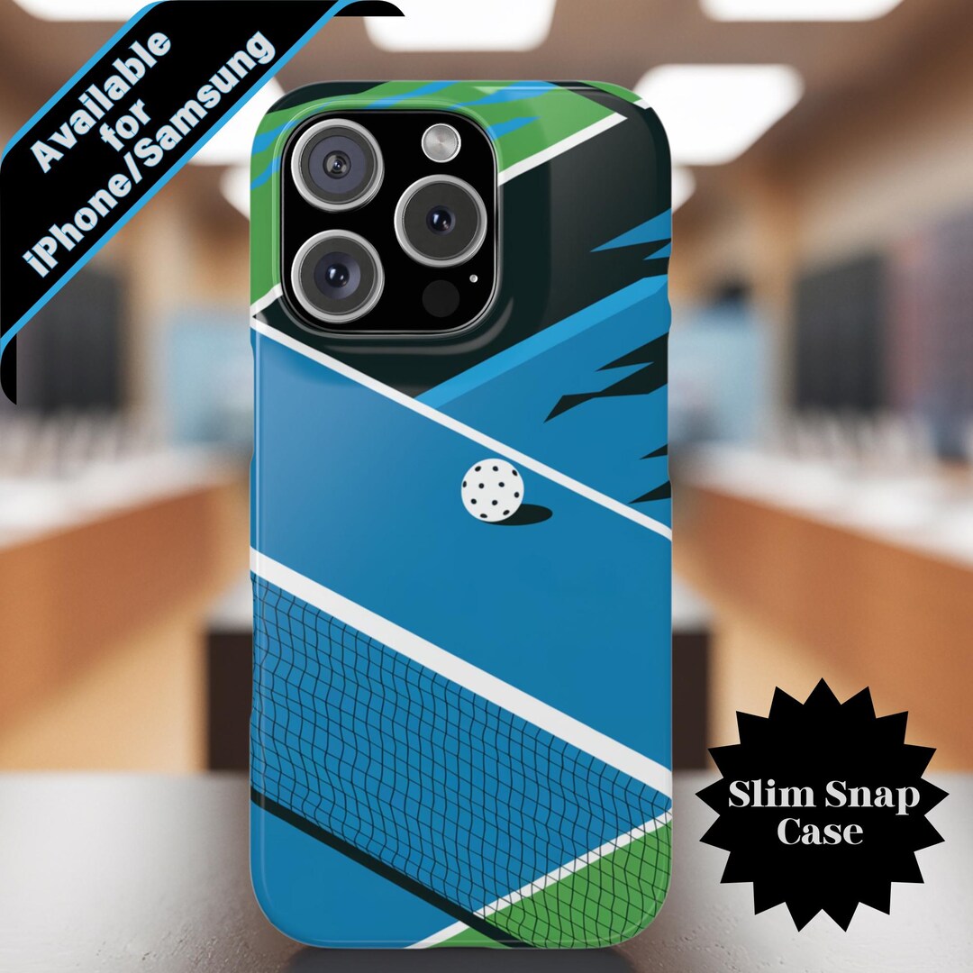 Pickleball Court Phone Case, Sports Lover Gift, Blue Green Tough Case ...