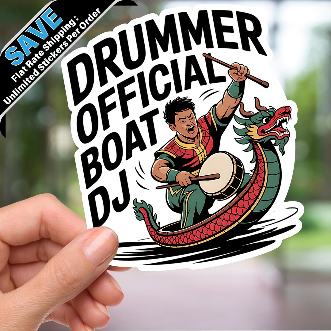 Dragon Boat Drummer Sticker, Official Boat DJ Vertical Design, Team ...