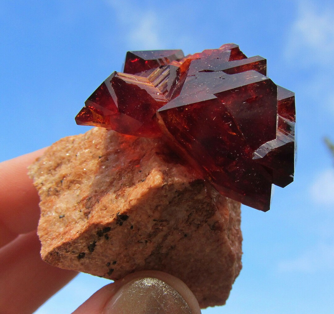 Arcanite Gemmy Lab Grown Red Brown Twinned Crystals From Poland 4.7 Cm ...