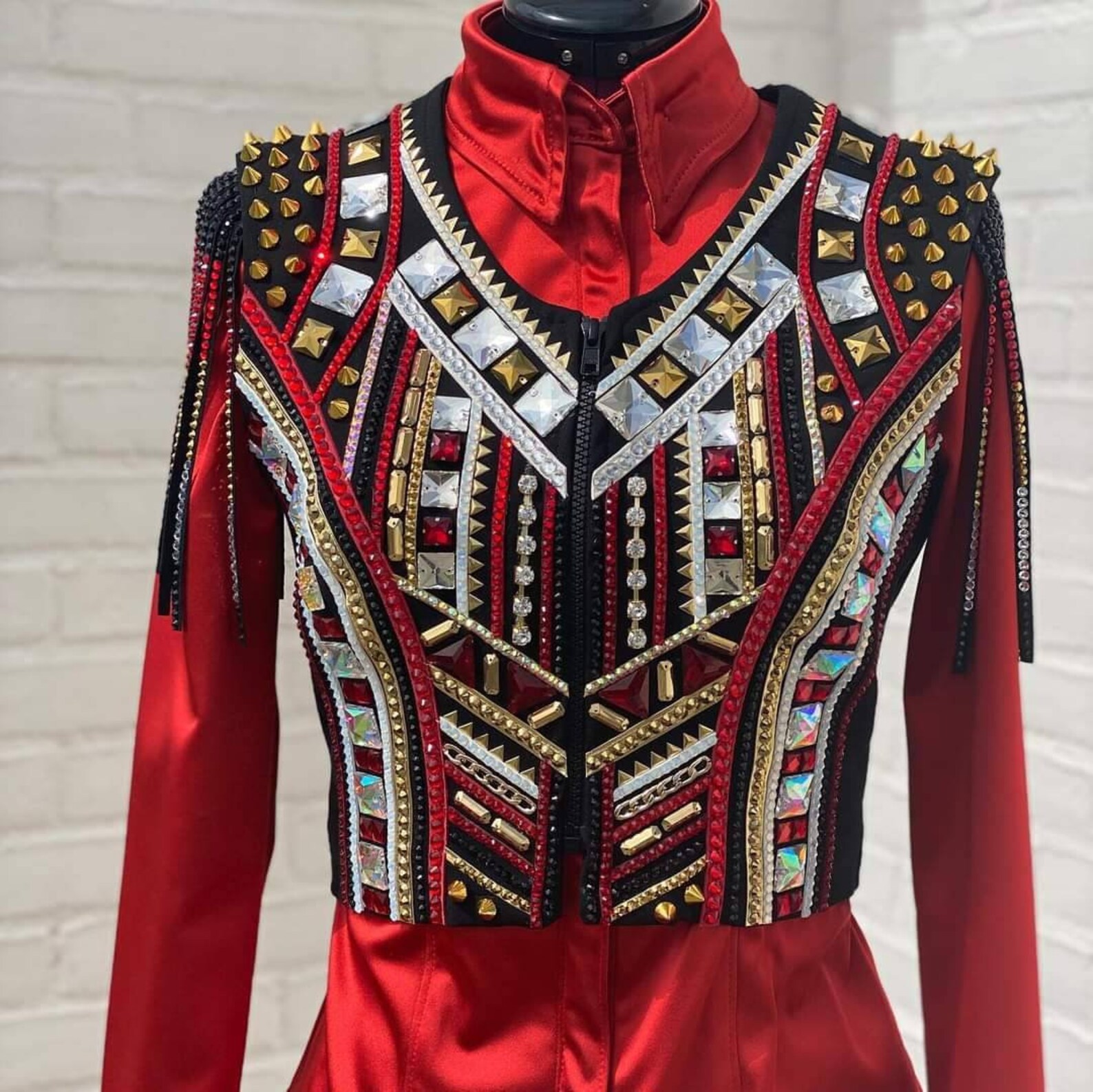 Black Base Show Bolero With Red Gold and Clear Accents Red | Etsy