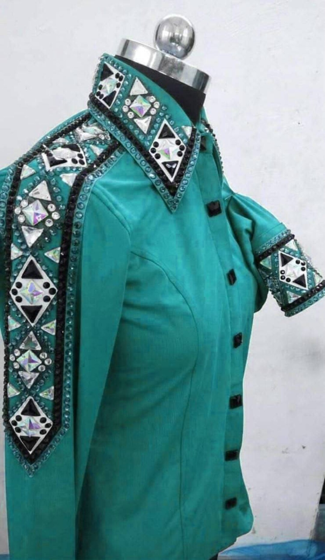 Mint Base Stretched Lycra Shirt With Mint and Copper Work in Cuff and ...