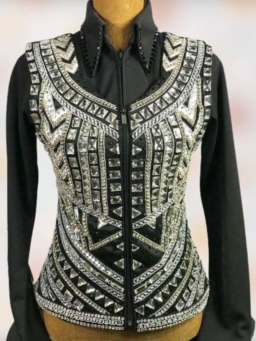 Show Vest With Black & Clear Glass Stones Embellishments ( Vest Only ...