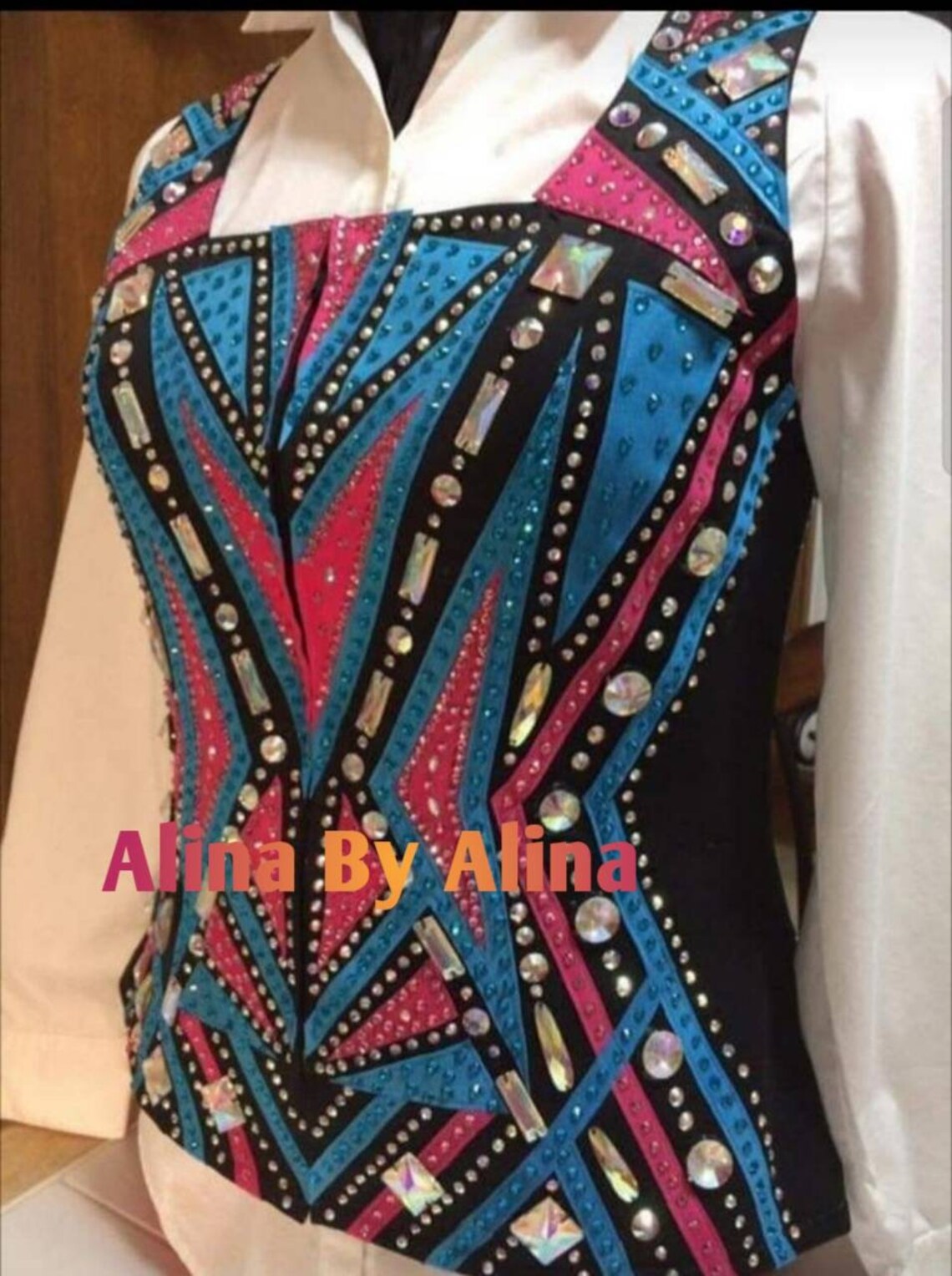 Western Custom Show Vest With Matching Shirt Bling in in Cuff and ...