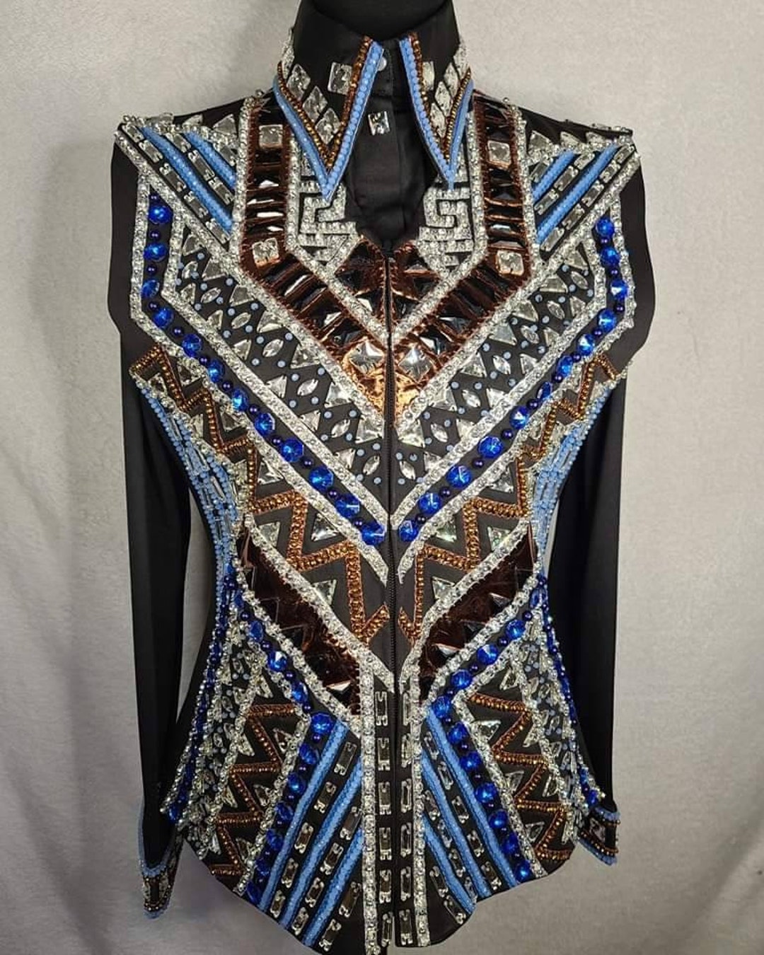 Show Vest With Matching Shirt in Black Base Rust & Blue - Etsy