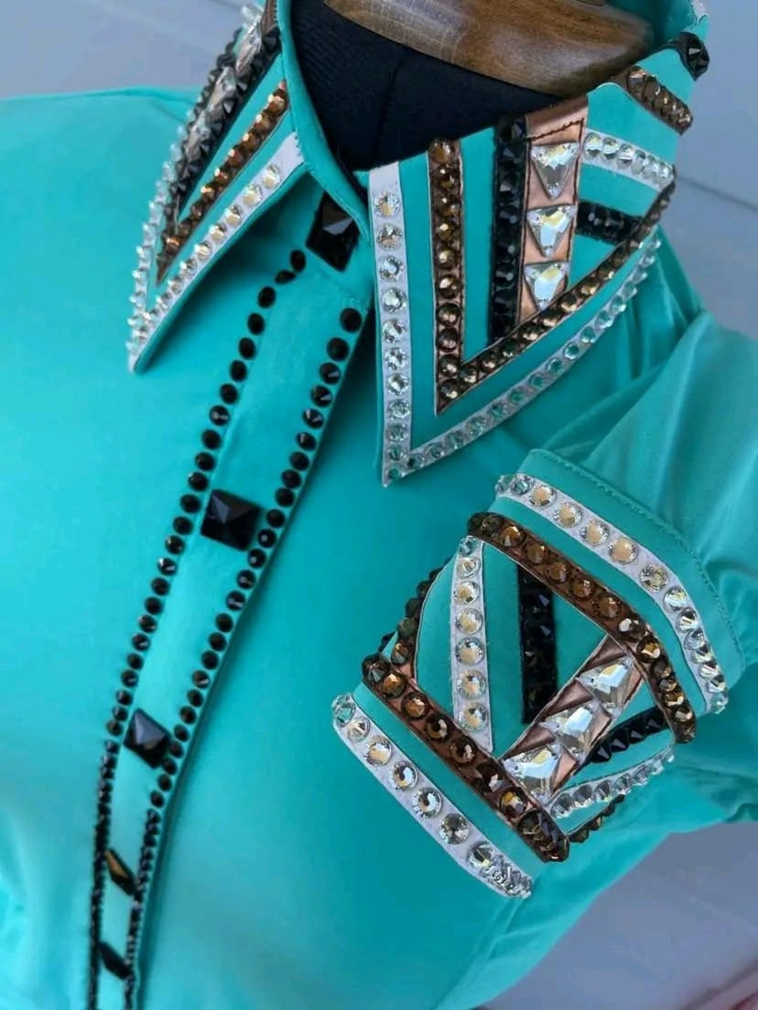 Western Custom Rodeo Queen Black Base Show Shirt in Stretchable Stuff ...