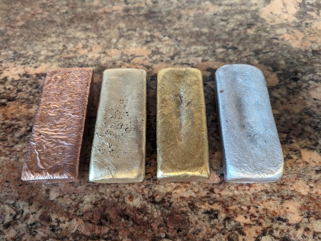 Set of 4 Hand Poured Ingot Bars - 2 Lb Copper/2 Lb Nordic Gold/2 Lb ...